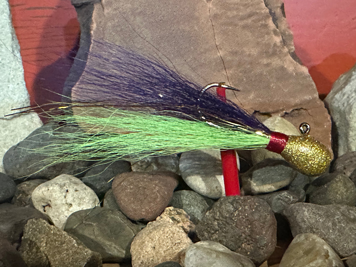 Flat Jig - Gold Purple Chartreuse – On the Fly Tackle